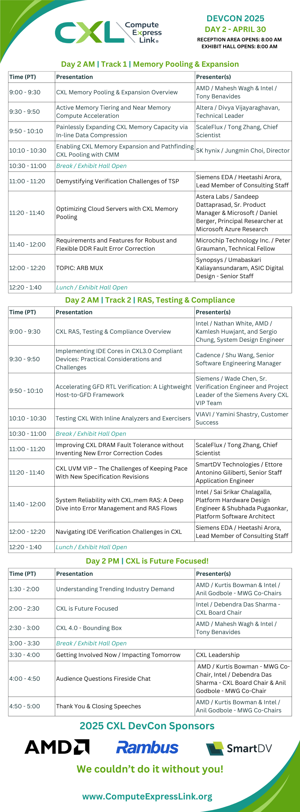 CXL DevCon 2025 | April 29 – 30 | Santa Clara, CA - Compute Express Link