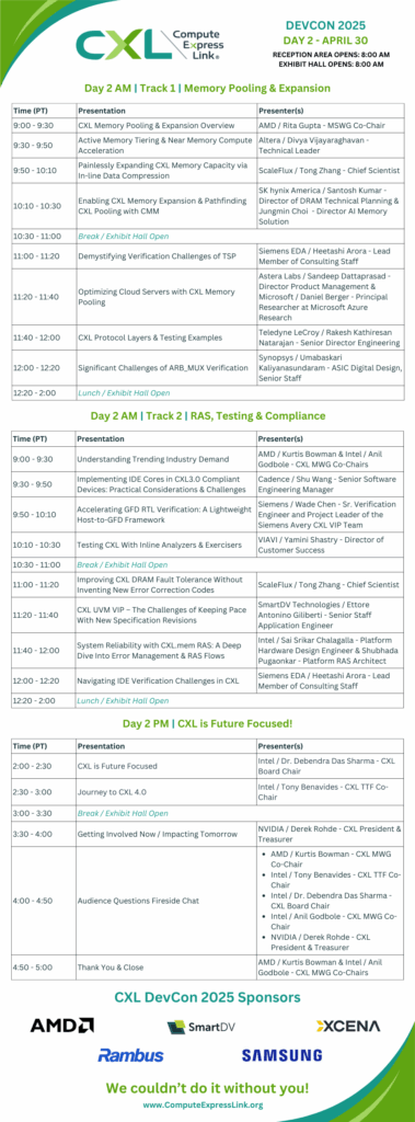 CXL DevCon 2025 | April 29 – 30 | Santa Clara, CA - Compute Express Link